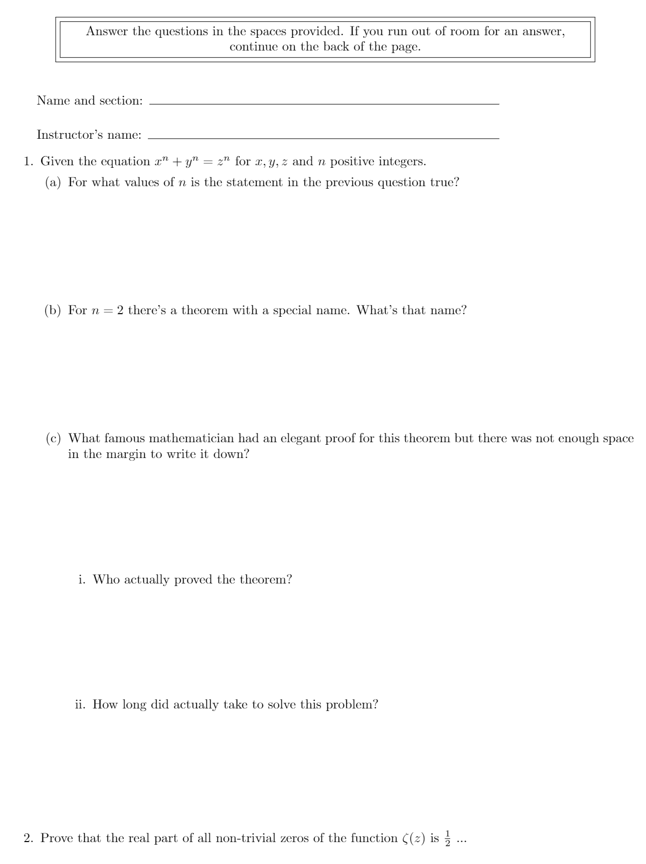 Typesetting Exams In LaTeX 2022 