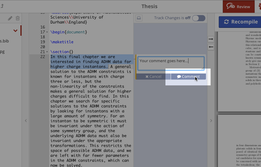Track Changes in Overleaf - Overleaf, Online LaTeX Editor
