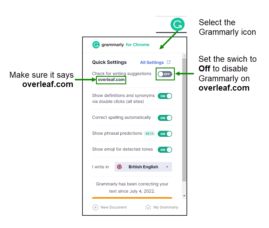 Use Grammarly With Overleaf Overleaf Online LaTeX Editor